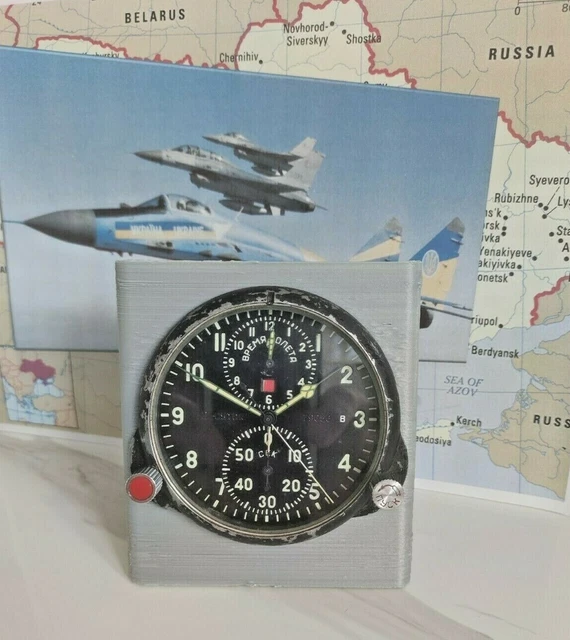 UKRAINE SOVIET MIG 29 AChS-1 Cockpit Clock with Display Stand Aircraft ...