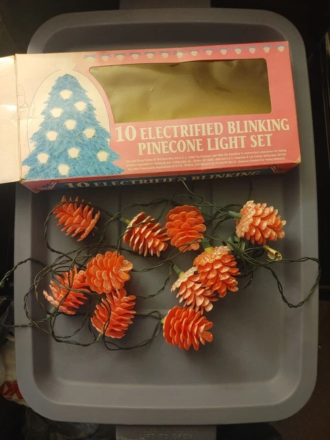 VINTAGE NOVELTY CHRISTMAS Pine Cones Set Of 10 String Light Accessories ...