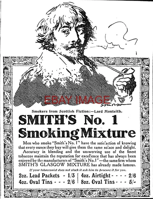 WW1 ADVERT SMITH'S No.1 Smoking Mixture Pipe Tobacco (3) Small 1914 ...