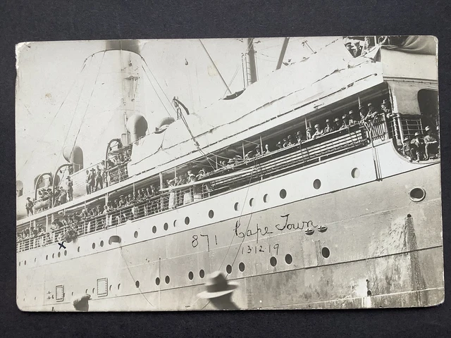 VINTAGE POSTCARD, WW1, Cape Town, Troop Ship, Australian Soldiers, 1919 ...