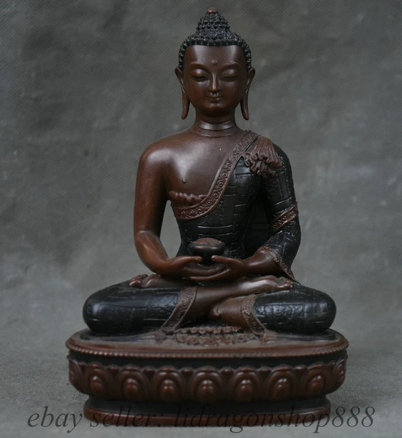 6 &ANCIEN TIBET Temple tibétain Bronze Bouddhisme Shakyamuni Bouddha Sculpture EUR 252,00 ...