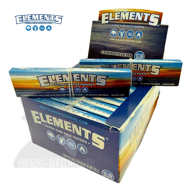 CARTINE ELEMENTS CONNOISSEUR Blu Ks + Filtri Di Carta Da 24 Libretti £ ...