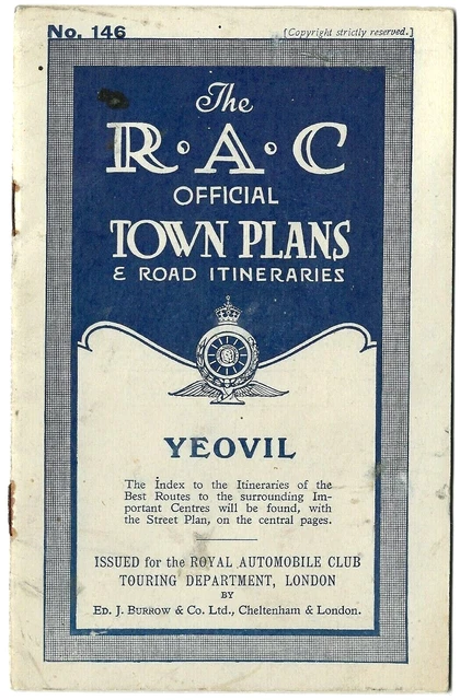 VINTAGE RAC YEOVIL Official Town Plans Road Itineraries Automobile Club ...