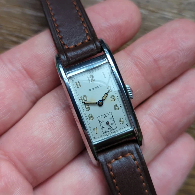 MENS 1930S/40S CURVED Tank Watch + Original Strap New! Military Style ...