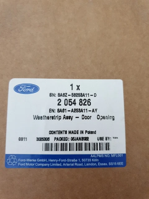 NEW GENUINE FORD FIESTA MK6 WT Rear Left Door Seal Weatherstrip 2054826 ...