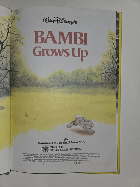 VINTAGE 1979 WALT Disney Bambi Grows Up Hardcover 1st Edition Book £6. ...