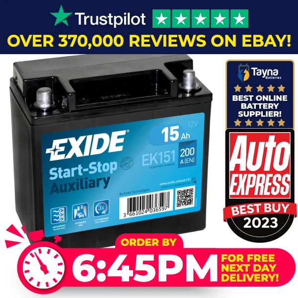 EXIDE EK151 AGM 12V 15AH 200A Aux JAGUAR LAND ROVER Original OEM ...