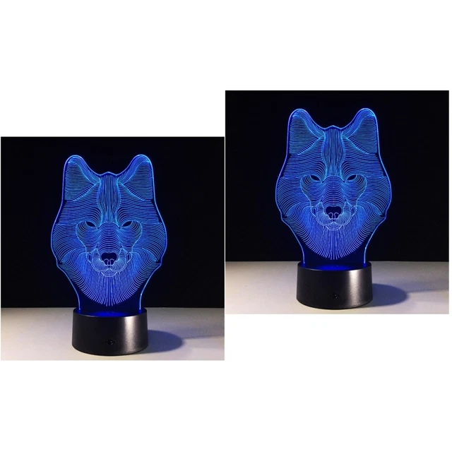 2PCS 3D LAMP Visual Light Effect Touch Colors Changes Night Light (Wolf ...
