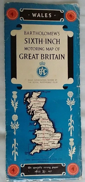 VINTAGE BARTHOLOMEW'S RAC Motoring Map of Wales dated 1965 £6.49 ...