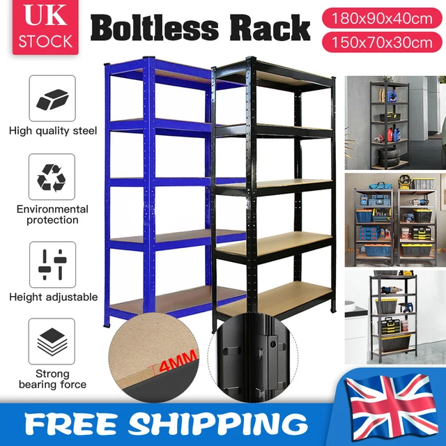 HEAVY DUTY BOLTLESS Metal Shelves Rack Garage Shed Storage Shelving ...