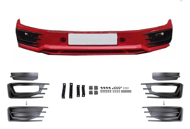 VW TRANSPORTER T6 Front Bumper Spoiler Sportline Kit Painted CHERRY RED ...