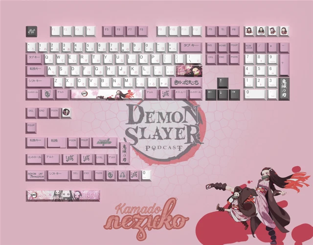 135 KEYS ANIME Demon Slayer Keycaps Nezuko Kamado PBT Key Caps Full set ...