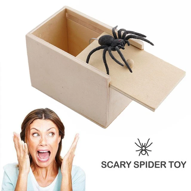 WOODEN PRANK SPIDER Scare Box Hidden in Case Trick Play Joke Gag ...