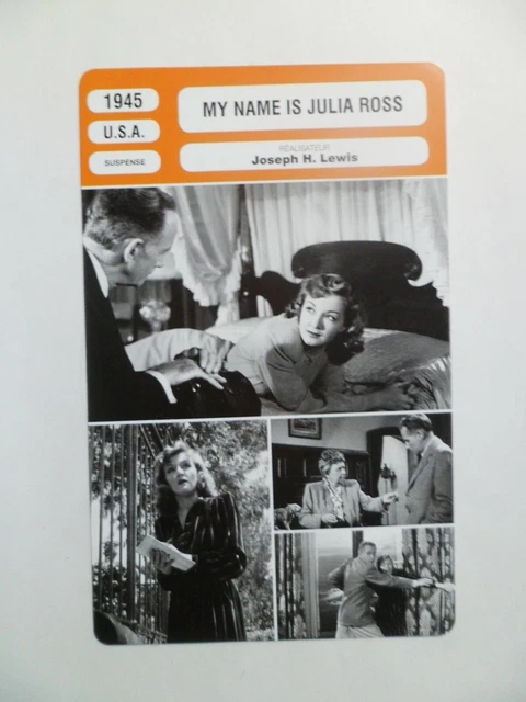 CARTE FICHE CINEMA 1945 MY NAME IS JULIA ROSS Nina Foch Dame May Whitty ...