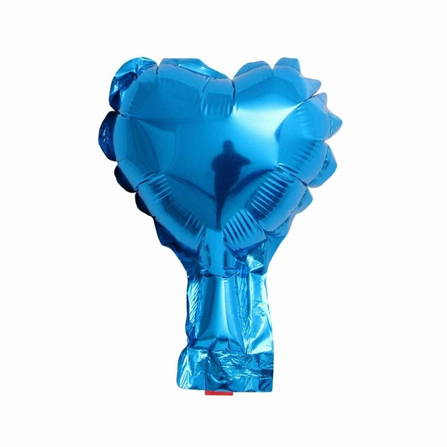 5 INCH HEART Foil Balloon BLUE set of 10 Mini Heart Shaped Balloons ...