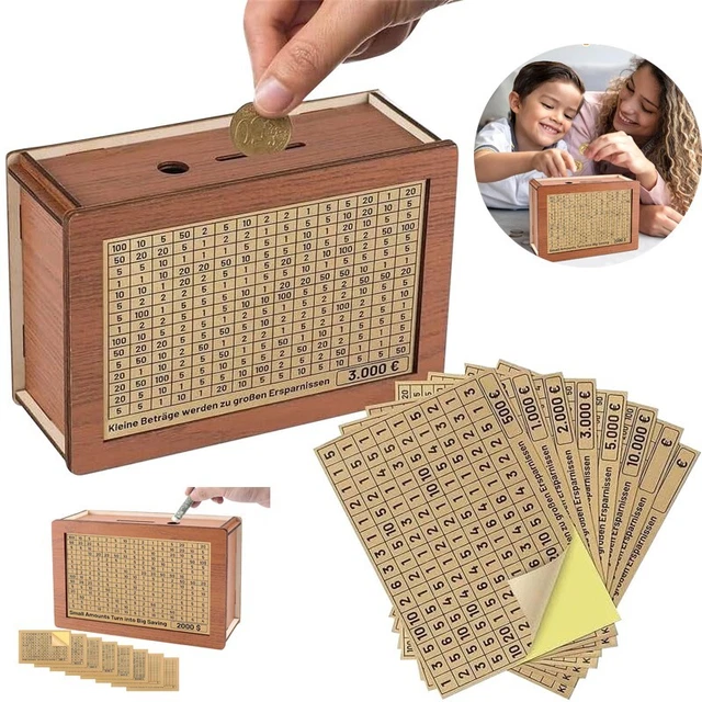 WOODEN MONEY BOX with Counter Money Piggy Bank Coin Saving Box for ...