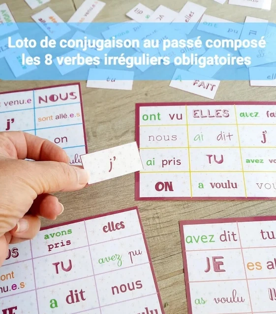 APPRENDRE LES LEÇONS De Conjugaison Au passé composé, Jeu De Loto ...