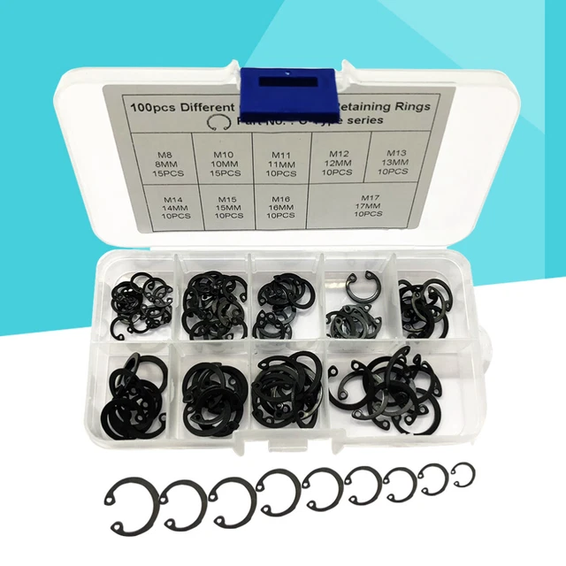 100 IN 1 65 Mn Carbon Steel Universal Snap Rings Set for Automotive £8. ...