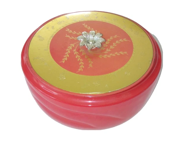 VINTAGE AVON PERSIAN Wood Beauty Dust Dusting Powder in Red Glass ...