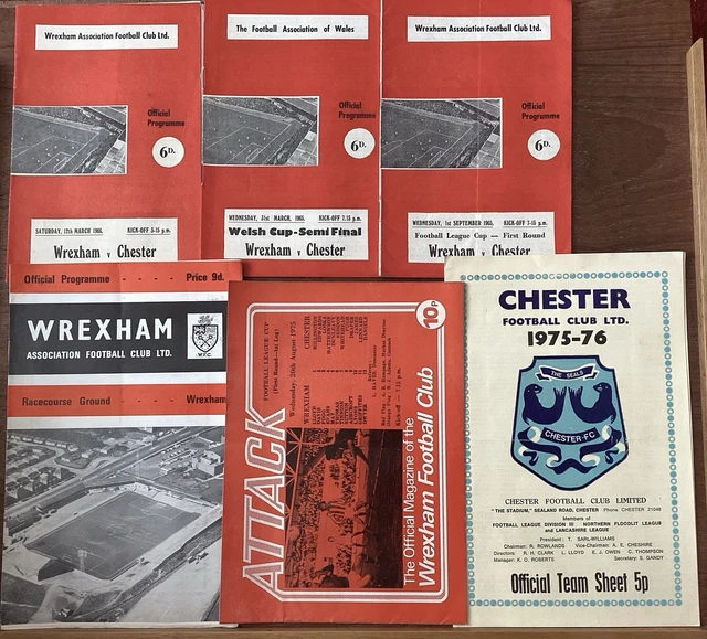 SET OF 6 x Wrexham v Chester Programmes, 1965-1976 £14.19 - PicClick UK