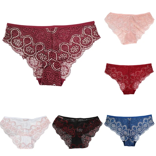 MUTANDINE IN PIZZO rosso vino senza cuciture perizoma tangas donna ...