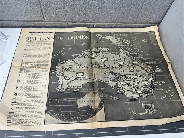 VINTAGE NEWSPAPER CLIPPING Map Of Australia 1954 A Vision Splendid $9. ...