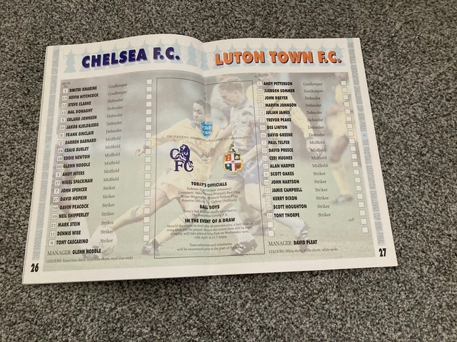 CHELSEA V LUTON 1994 FA Cup Semi-Final Programme. £2.77 - PicClick UK