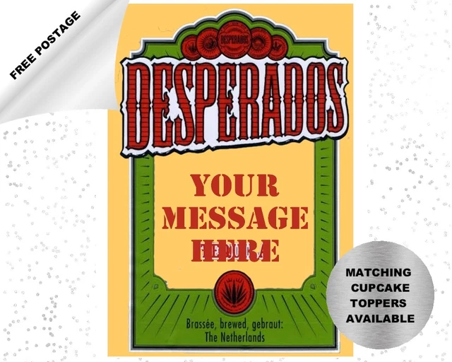 DESPERADOS TEQUILA BEER bottle label edible icing cake & cupcake ...