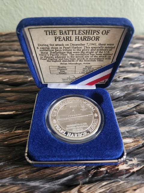 SILVER BATTLESHIPS OF Pearl Harbor-Arizona Memorial Coin-USS Nevada-Dec ...