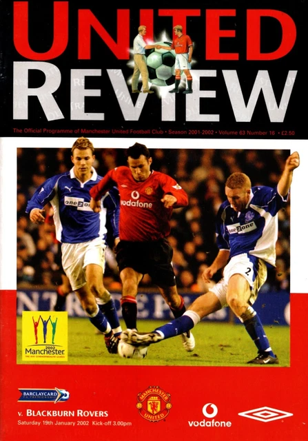 MANCHESTER UNITED BLACKBURN Rovers 2001-2002 Programme Premier League ... MANCHESTER UNITED BLACKBURN Rovers 2001-2002 Programme Premier League ...