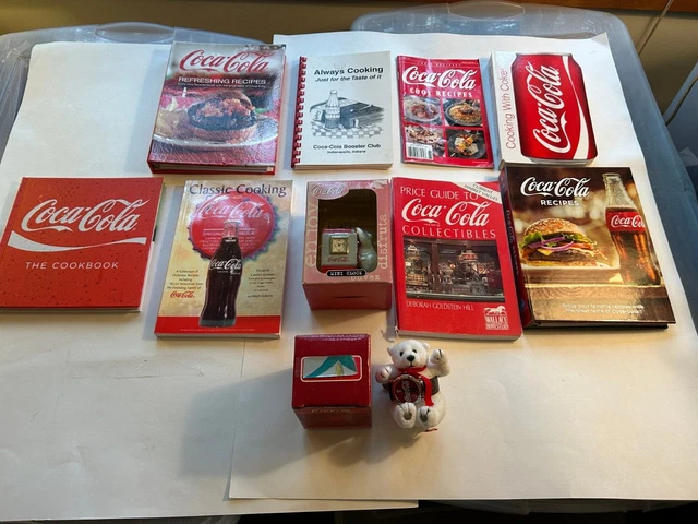 COCA-COLA PACKAGE COOK Books, Recipes, Mini-Clock, Teddy Bear Watch ...