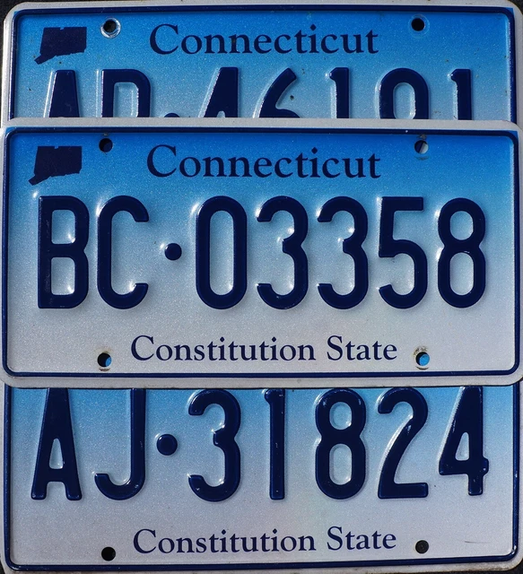 CONNECTICUT LICENSE PLATES - Constitution State Blue License Plate Tags ...