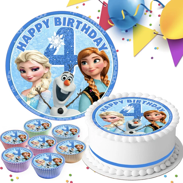 ELSA & ANNA Happy 4Th Birthday Party Cake Topper & Cupcake Toppers Frz ...