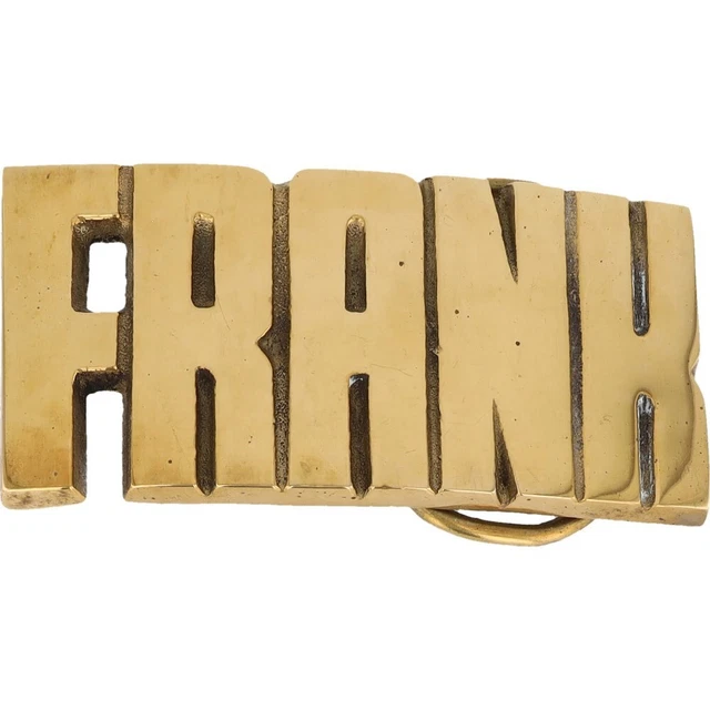 NEUF LAITON FRANK Franklin Nom Hippie 70s NOS Vintage Ceinture Boucle ...