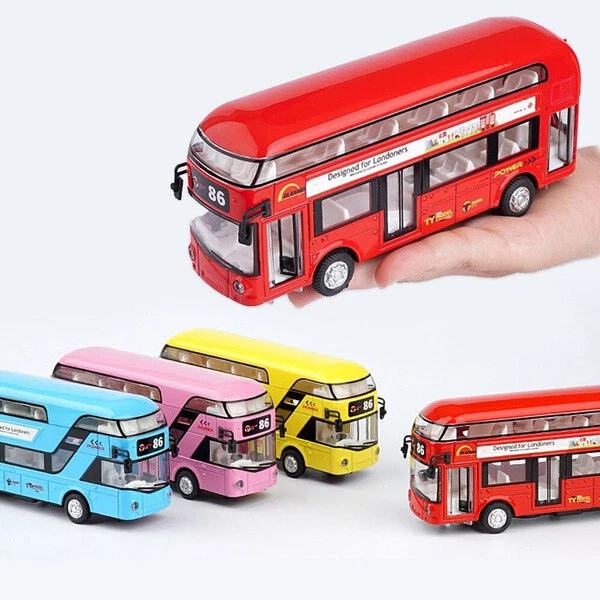 LONDON DOUBLE-DECKER Tour City Bus Sound Light Pull Back Bus Kids Toy ...