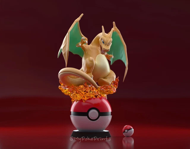 KIT FIGURINE FANART Pokemon Charizard sur Pokeball non peint, imprimé ...