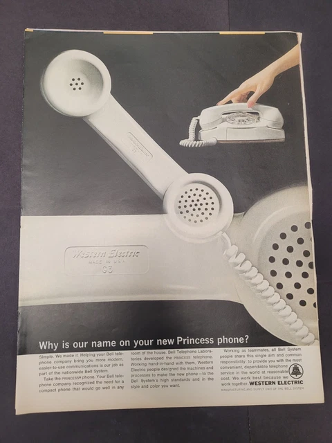VTG MAGAZINE AD 1964 Orig Western Electric Our Name Is On Your Princess ...