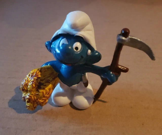 SMURFS FARMER WHEAT and Sickle Smurf 20145 Rare Vintage Figure Toy PVC ...