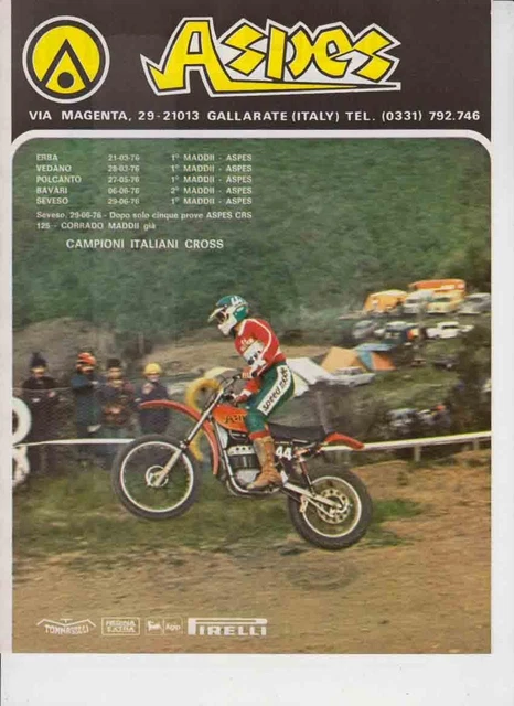 ADVERTISING PUBBLICITÀ-MOTO ASPES 125 CR C.MADDII '76-MOTOCROSS EPOCA ...