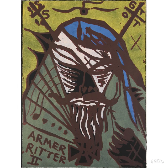 JONATHAN MEESE ORIGINAL Holzschnitt Siegfried Amrer Ritter Signiert Vp ...