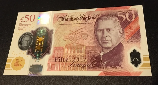 NEW UNCIRCULATED £50 Pound Note x 1 King Charles 2024 Banknote AJ38 £89 ...
