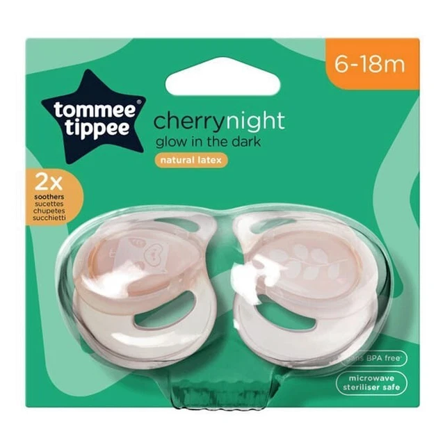 TOMMEE TIPPEE 2 Cherrynight Soothers 6-18m - Pink Pack Of 2 £12.99 ...