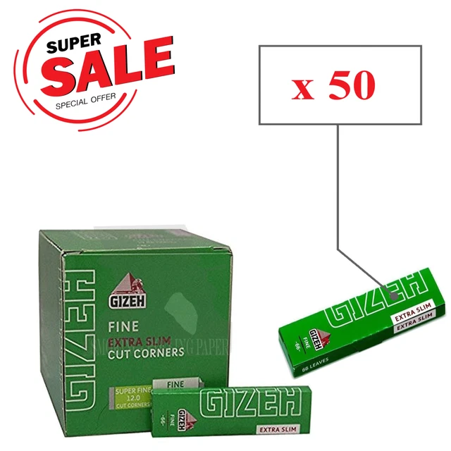 CARTINE GIZEH FINE Extra Slim Verde Da 50 Heftchen 3300 ...