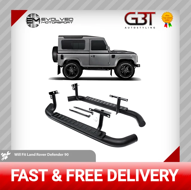 LAND ROVER DEFENDER 90 Side Steps Running Boards All Black Fire & Ice ...