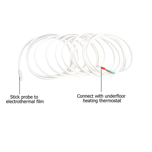 UNDERFLOOR HEATING THERMOSTAT + Temperature Sensor + Probe Cables - 3 ...