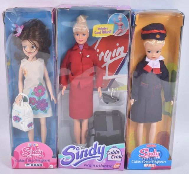 VINTAGE SINDY DOLLS Cabin Crew 1960s BOAC BEA & Virgin Uniforms ...
