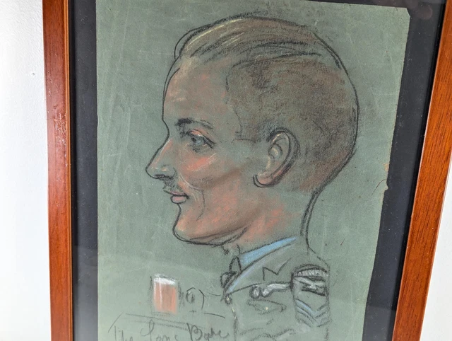1940S ORIGINAL PASTEL Caricature drawing of an RAF airman in London ...