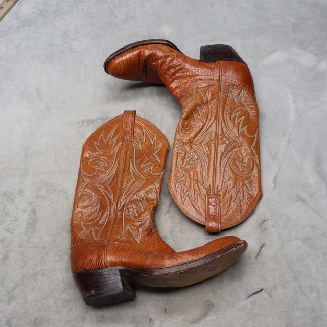 DAN POST MENS 7D Western Boots Brown Leather Pull-On Heeled Rodeo ...