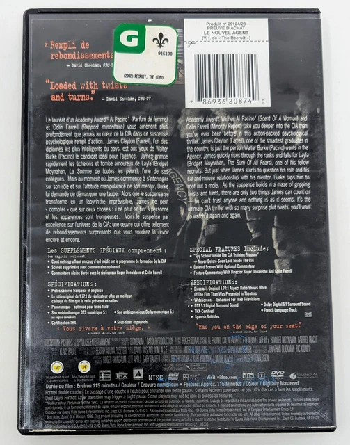 THE RECRUIT DVD (2003) - Region 1 - FR/EN - VG+ (Tested) $4.95 ...