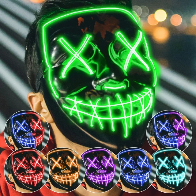 Purge Inspired Halloween Mask Led Scary Light Up Cosplay Fancy Costume Neon £699 Picclick Uk